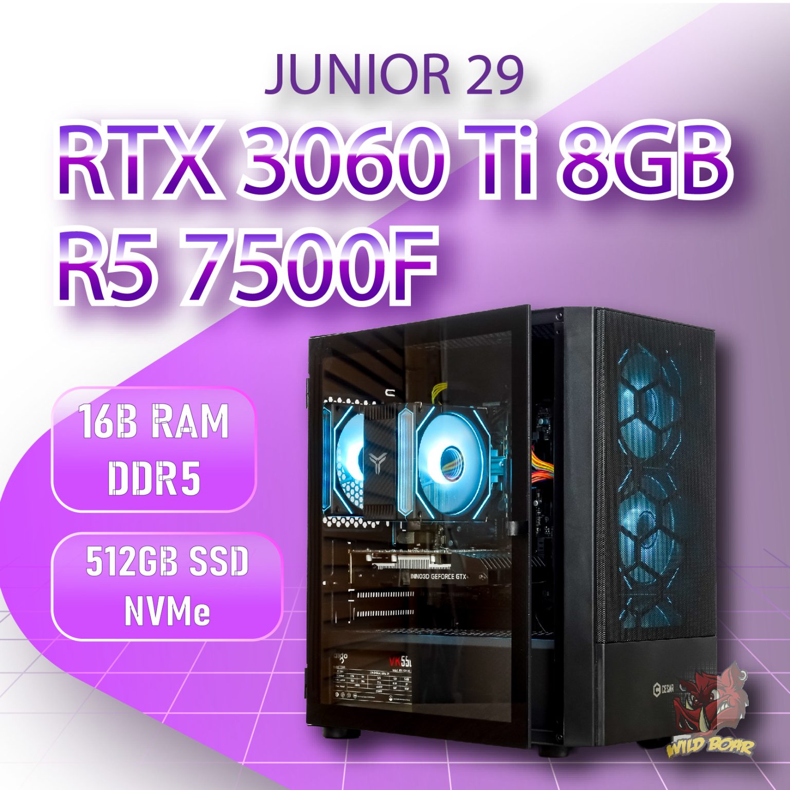 CẤU HÌNH GAMING JUNIOR 29 R5-7500F/RTX3060Ti - Wild Boar Store | Máy ...